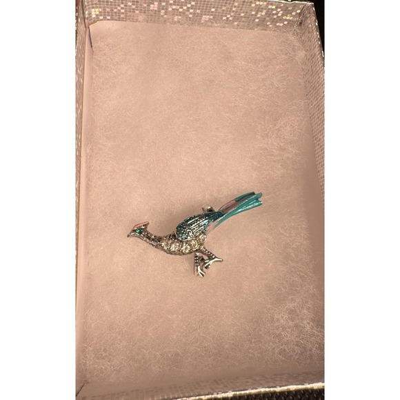 Jewelry | Peacock Lapel Pin Feathers Down Design Faux Jewels Bright ...